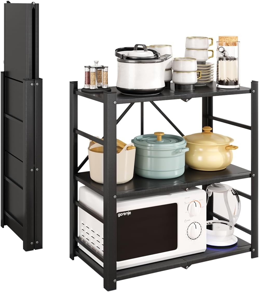 funest 3-Tier Heavy Duty Shelving Unit and Storage, Shelf Rack Black ...