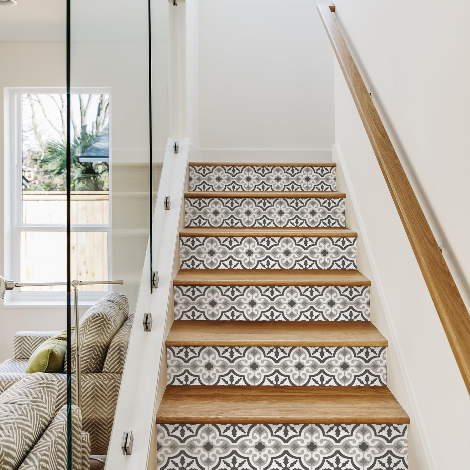 funlife 14 Strips Moroccan Stair Riser Decals Peel Stick, Vintage Stair ...