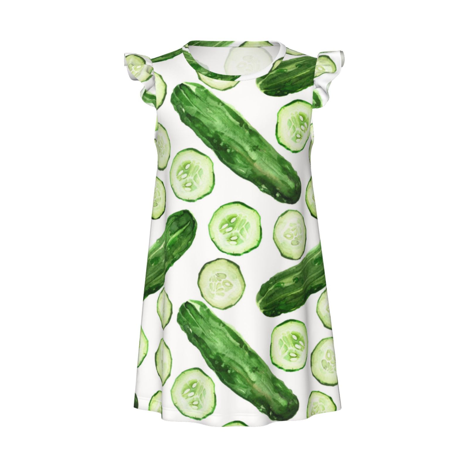 funny Cucumber Print Girls Nightgowns, Short Sleeves Dress Girls ...