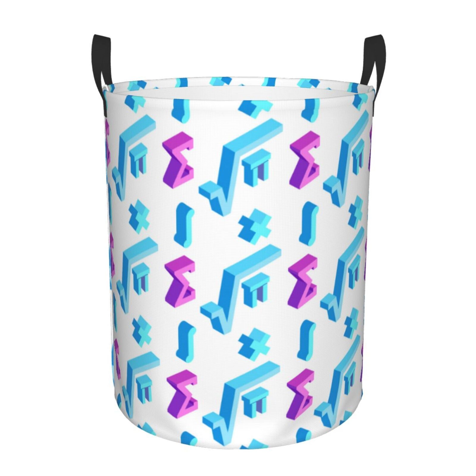 funny Math Symbol Print Laundry Basket with Handles - Freestanding ...