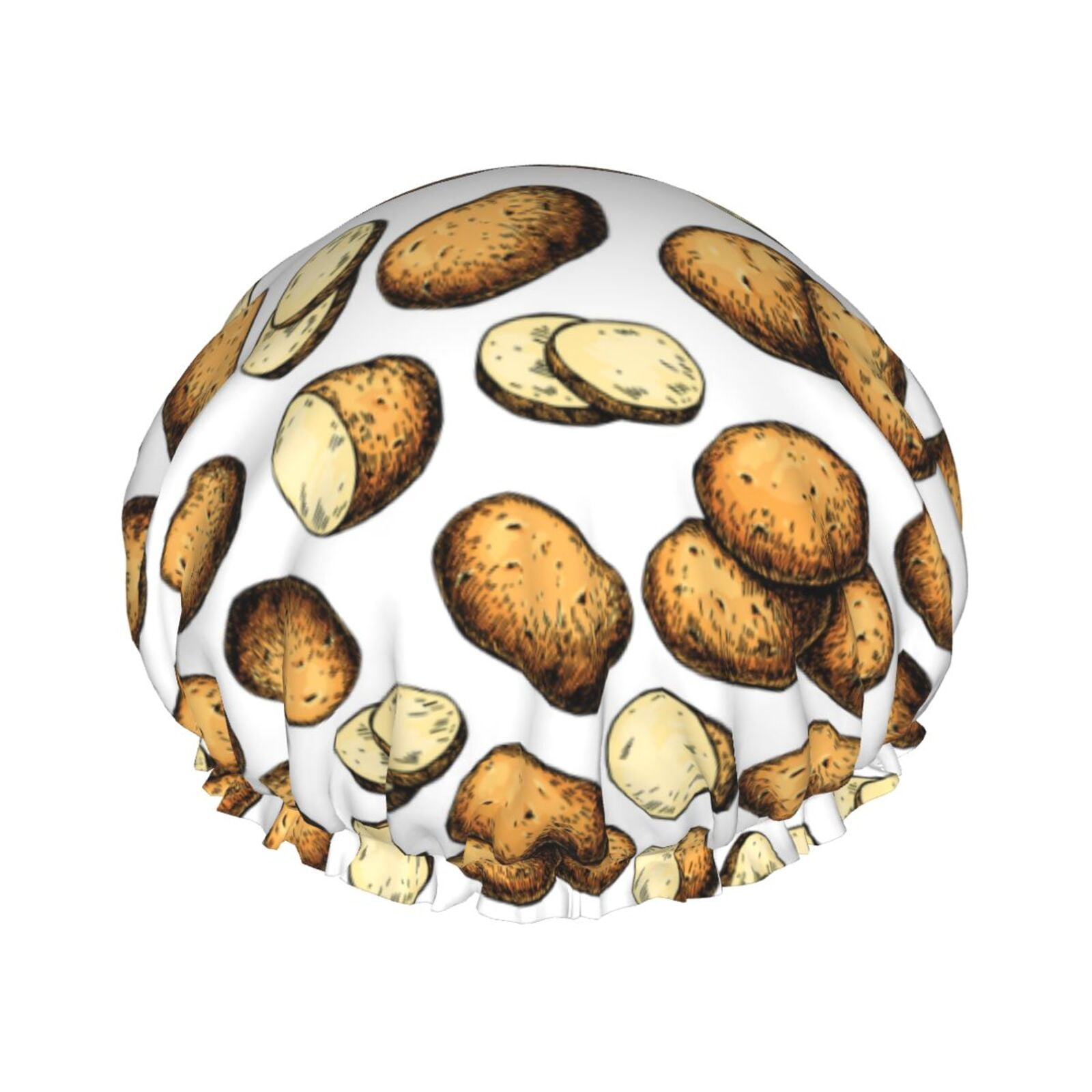 funny Potato Pattern Shower Cap, Reusable Bath Hair Hat for all Hair ...