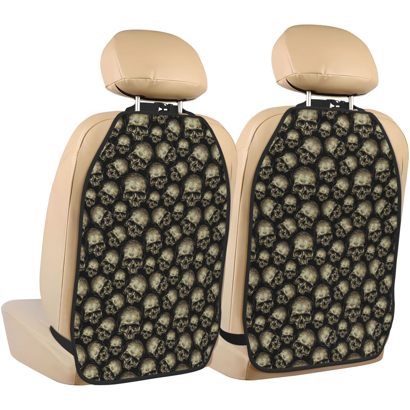 funny Retro Skull Backseat Car Organizer, 2 Pack Kick Mats Back Seat ...