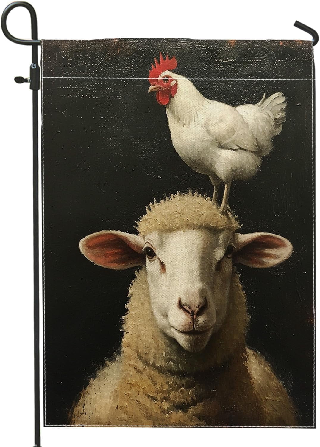 funny animal garden flag sheep chicken vintage country farmhouse earthy ...