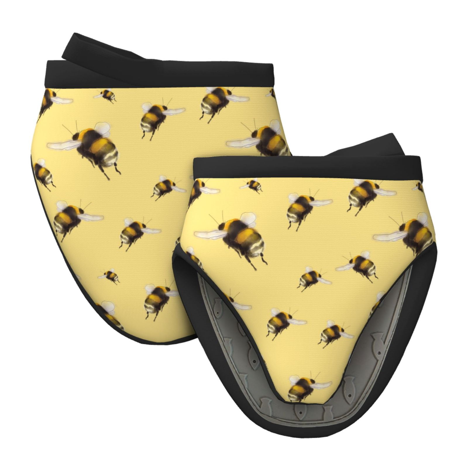 funny bumblebees yellow Oven Mitts Heat Resistant, Soft Lining Silicone ...