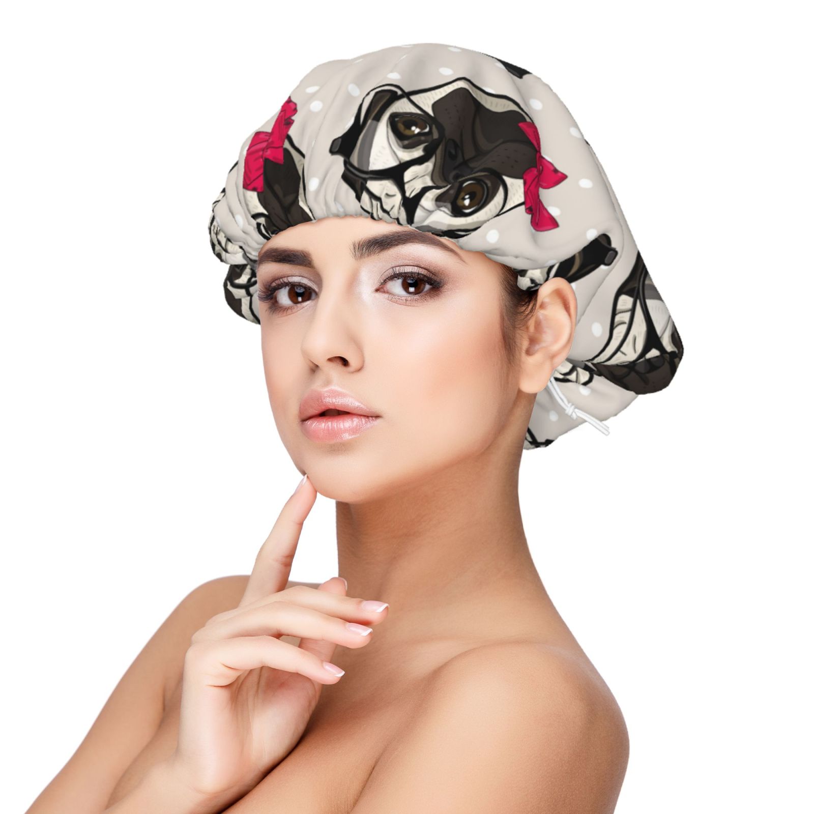 funny dog Pug red bow glasses Silk Bonnet for Sleeping Women Men ...