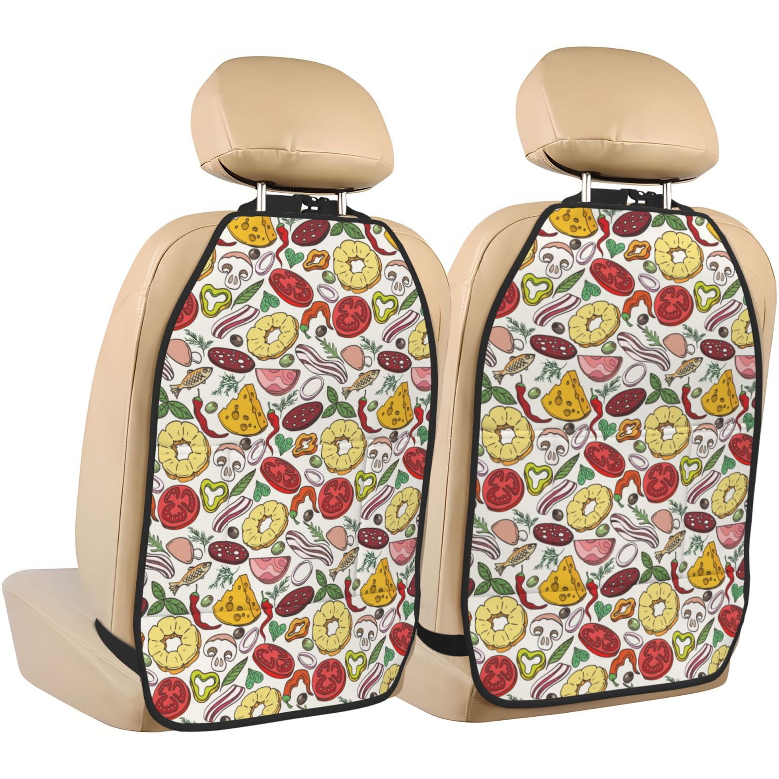 funny food Backseat Car Organizer, 2 Pack Kick Mats Back Seat Protector ...