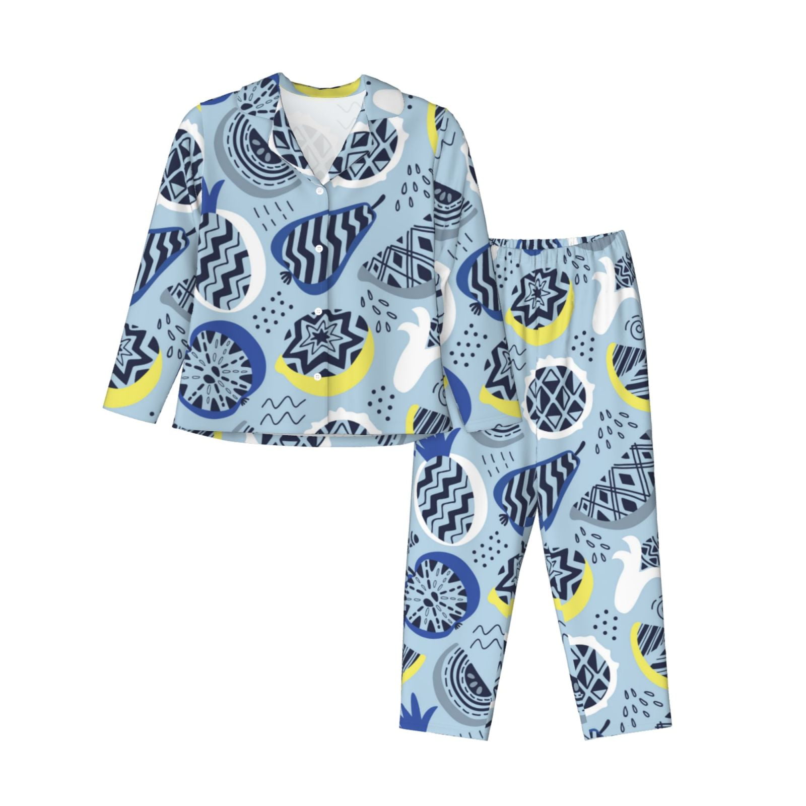 funny fruits Pajamas for Women Set - Comfy Long Sleeve Button Shirt and ...