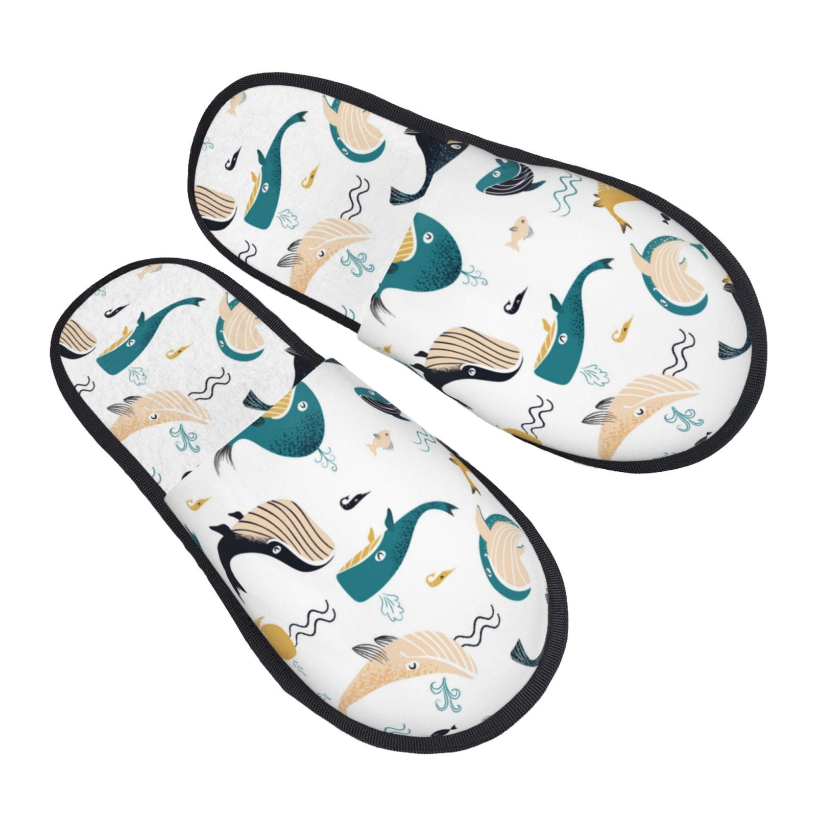 cute whale House Slippers for Women Indoor, Fuzzy Warm Women's Slippers ...