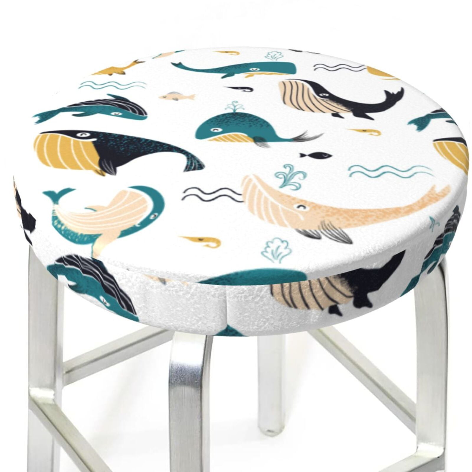 funny whale Round Bar Stool Covers, Soft Velvet Bar Stool Seat Covers ...