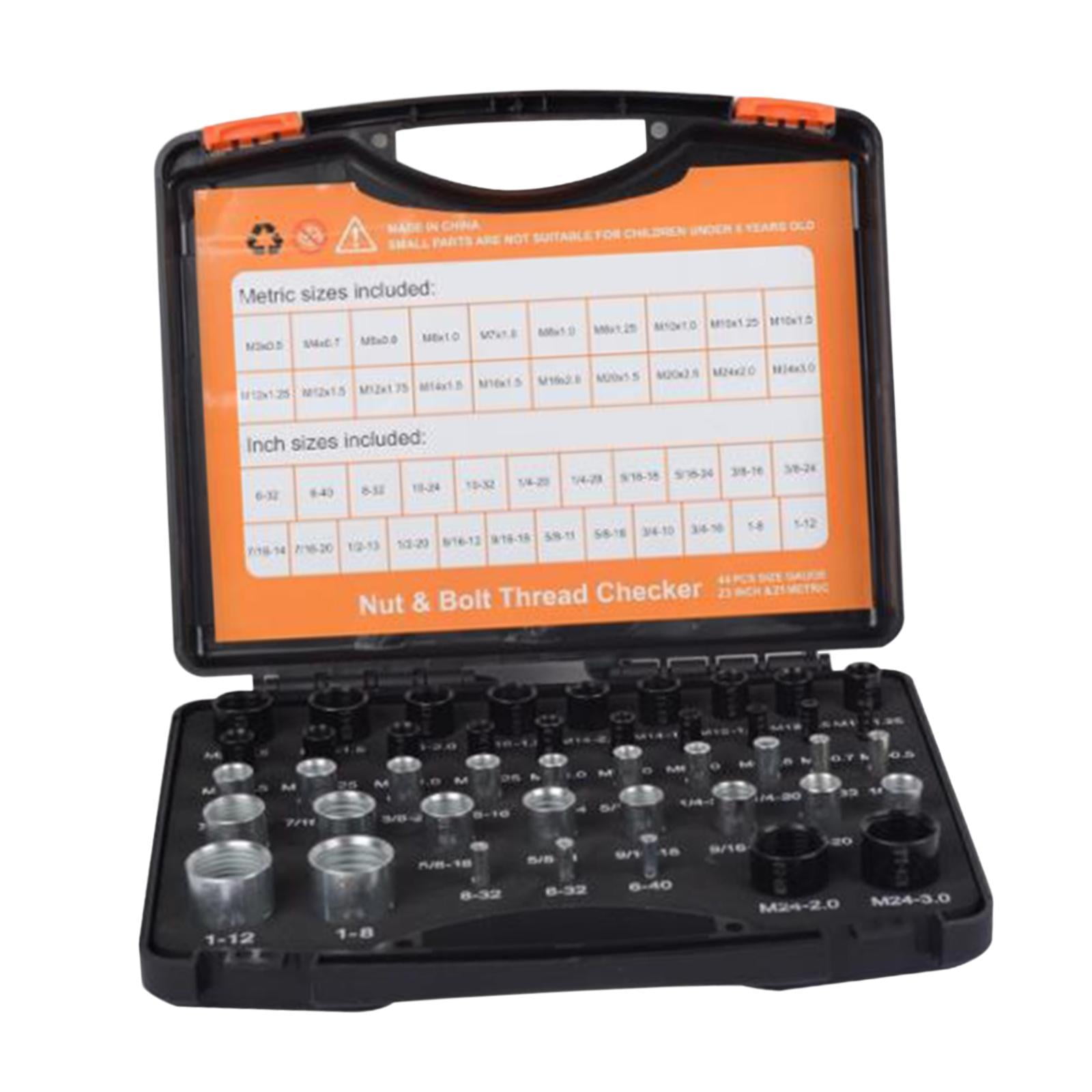 funtasica 44Pcs Nut and Bolt Thread Checker Thread Gauge Measuring Tool ...