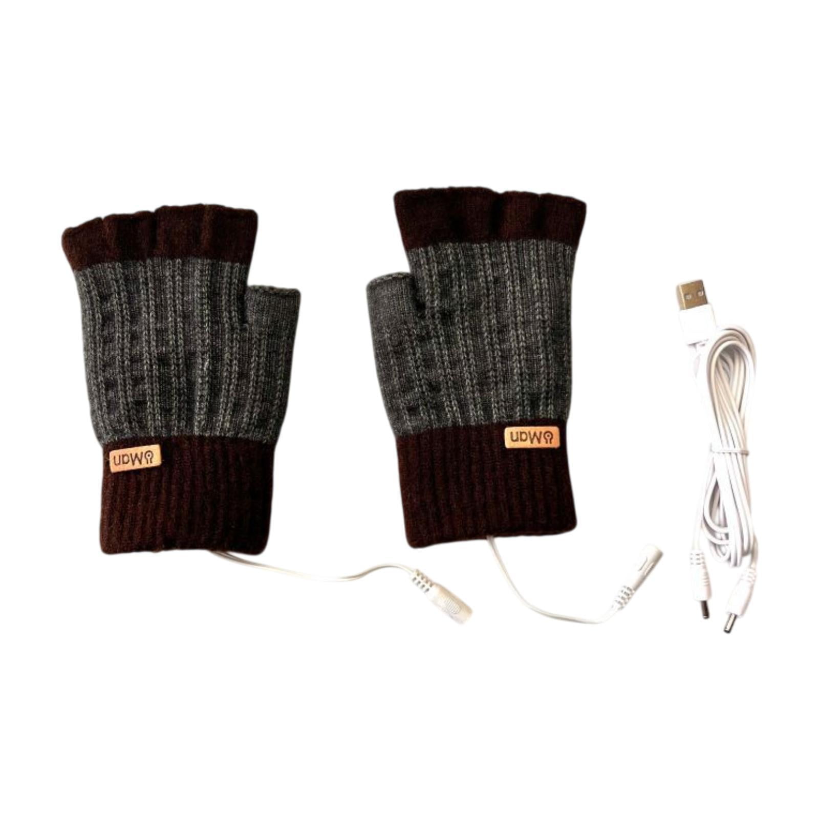 funtasica USB Heated Gloves Cold Weather Fingerless for Gaming Computer ...