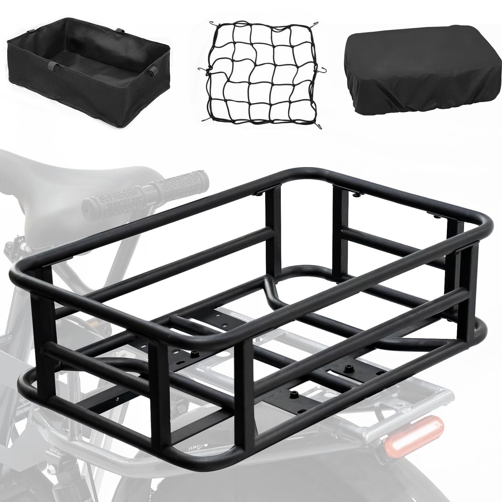 furlinkhm Large Ebike Basket Rear, Waterproof Metal Electric Bicycle ...