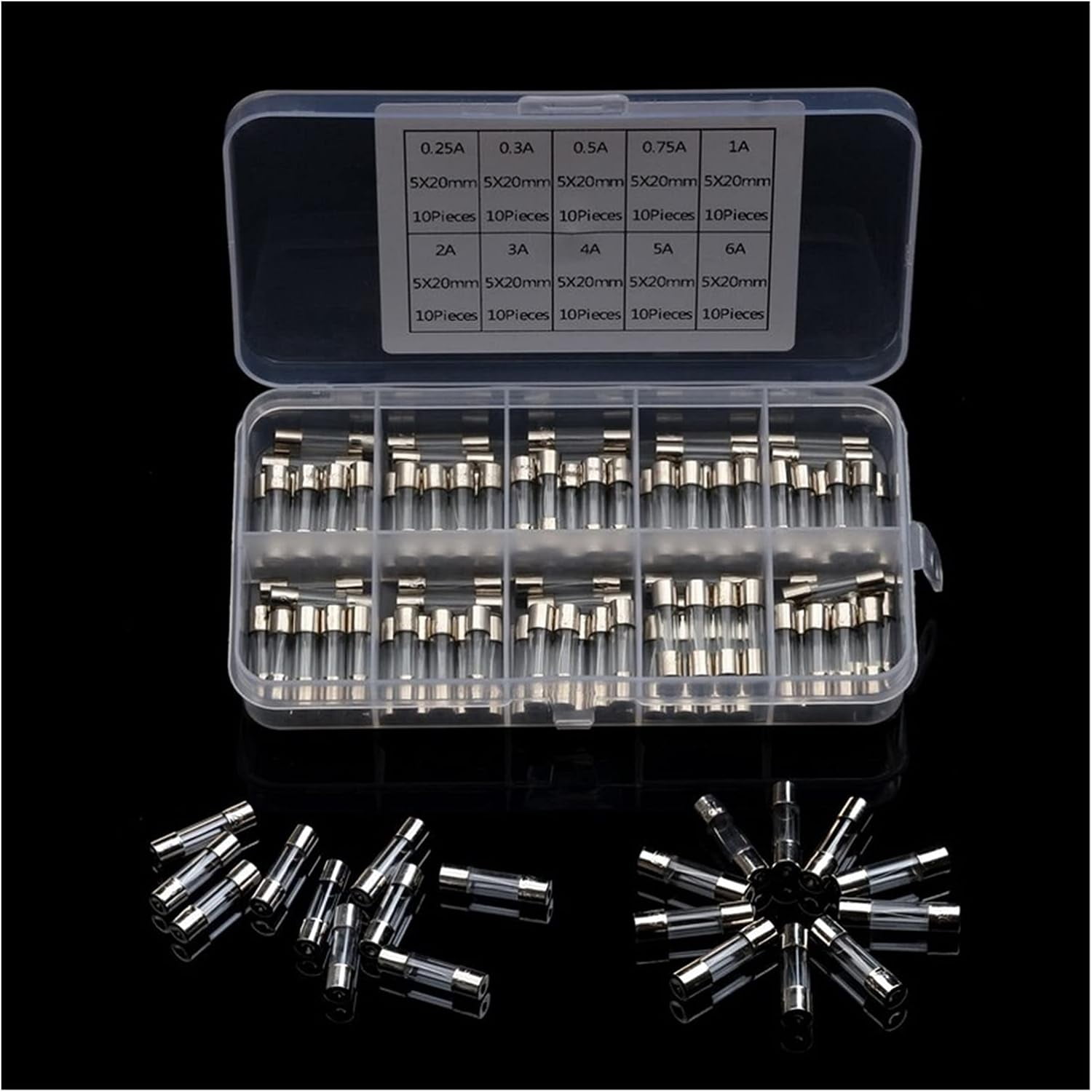 fuses 100PCS Quick Fuse Glass Tube Fast-Blow Glass Fuse Tubes Assorted ...