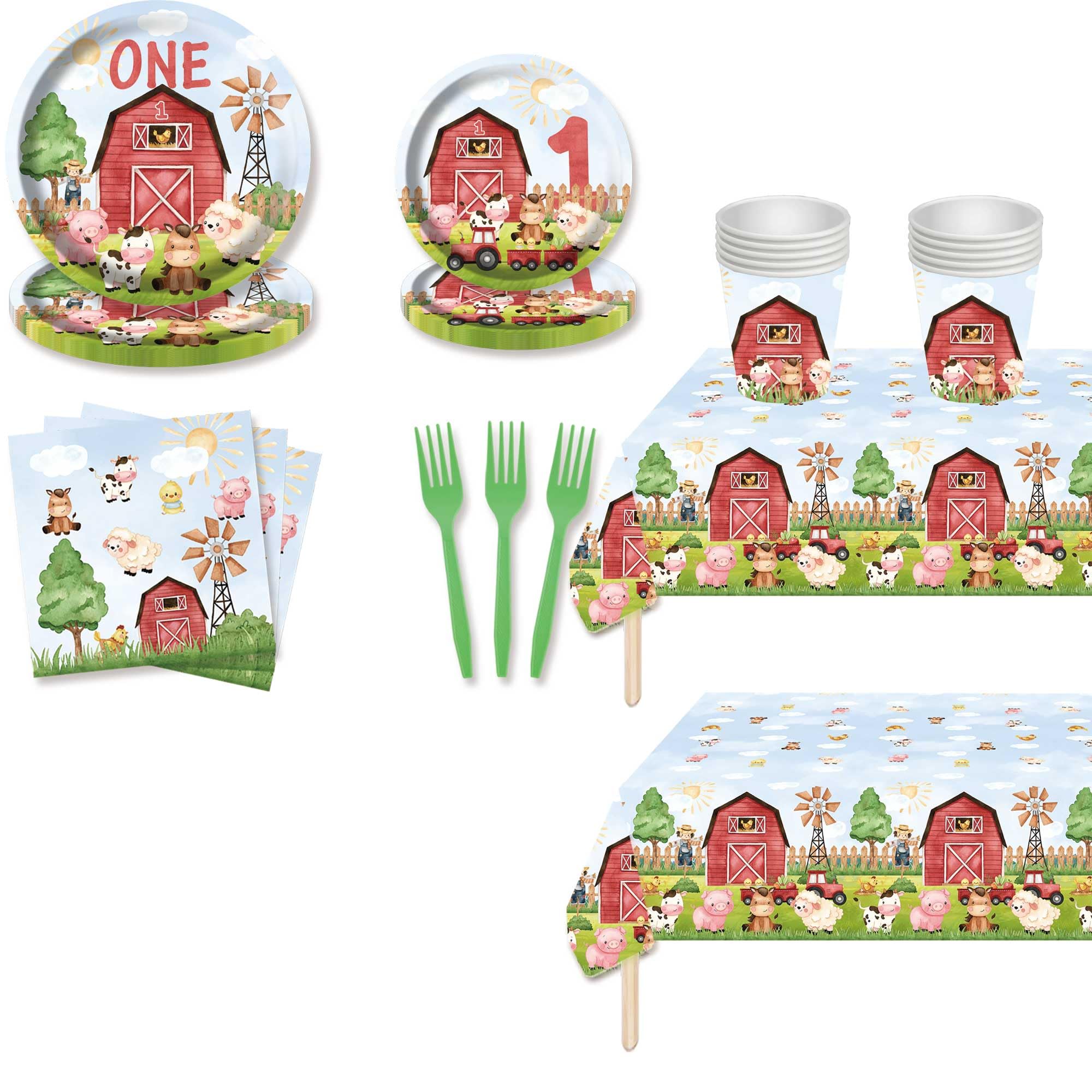 futi farm party plate and cup and tablecover parent (farm boy one) C44 ...