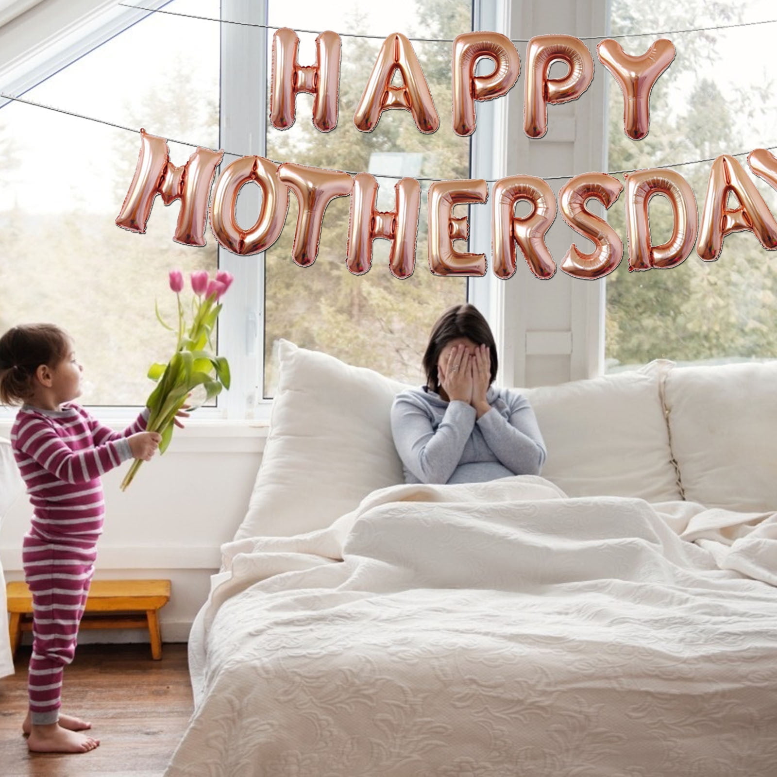 fuyuli Happy Mother's Day Balloons - 16 Inch Mother's Day Inflated Foil ...