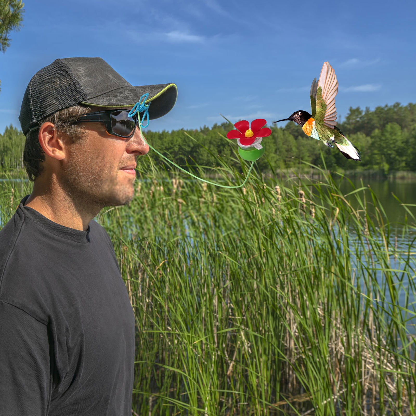 fuyuli Hat Clip Bird Feeder Clip Hat Flower Hummingbird Feeder Outdoor ...