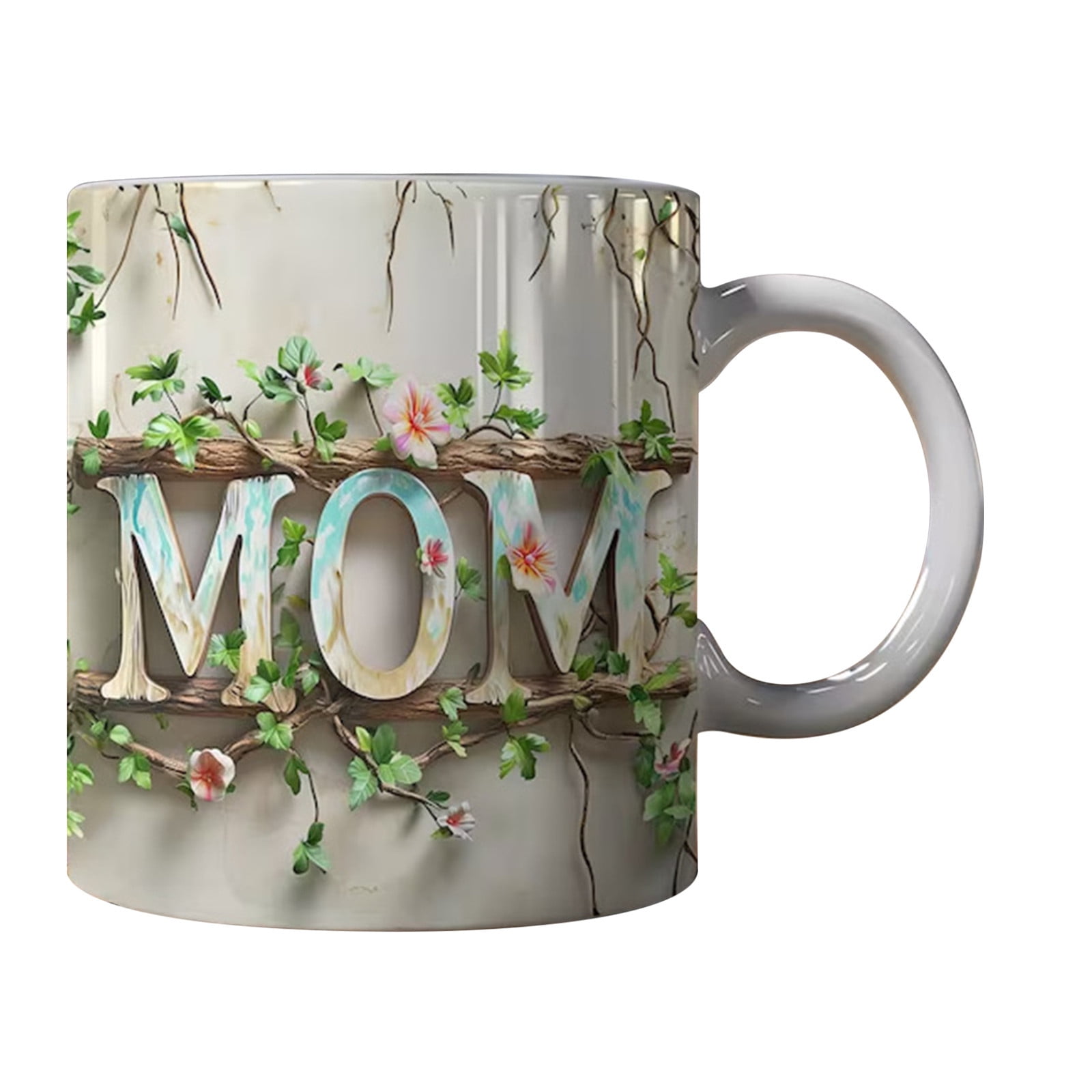 fuyuli Mother's Day Gift Ceramic Coffee Mug Tea Cup Flower, Mama Coffee ...