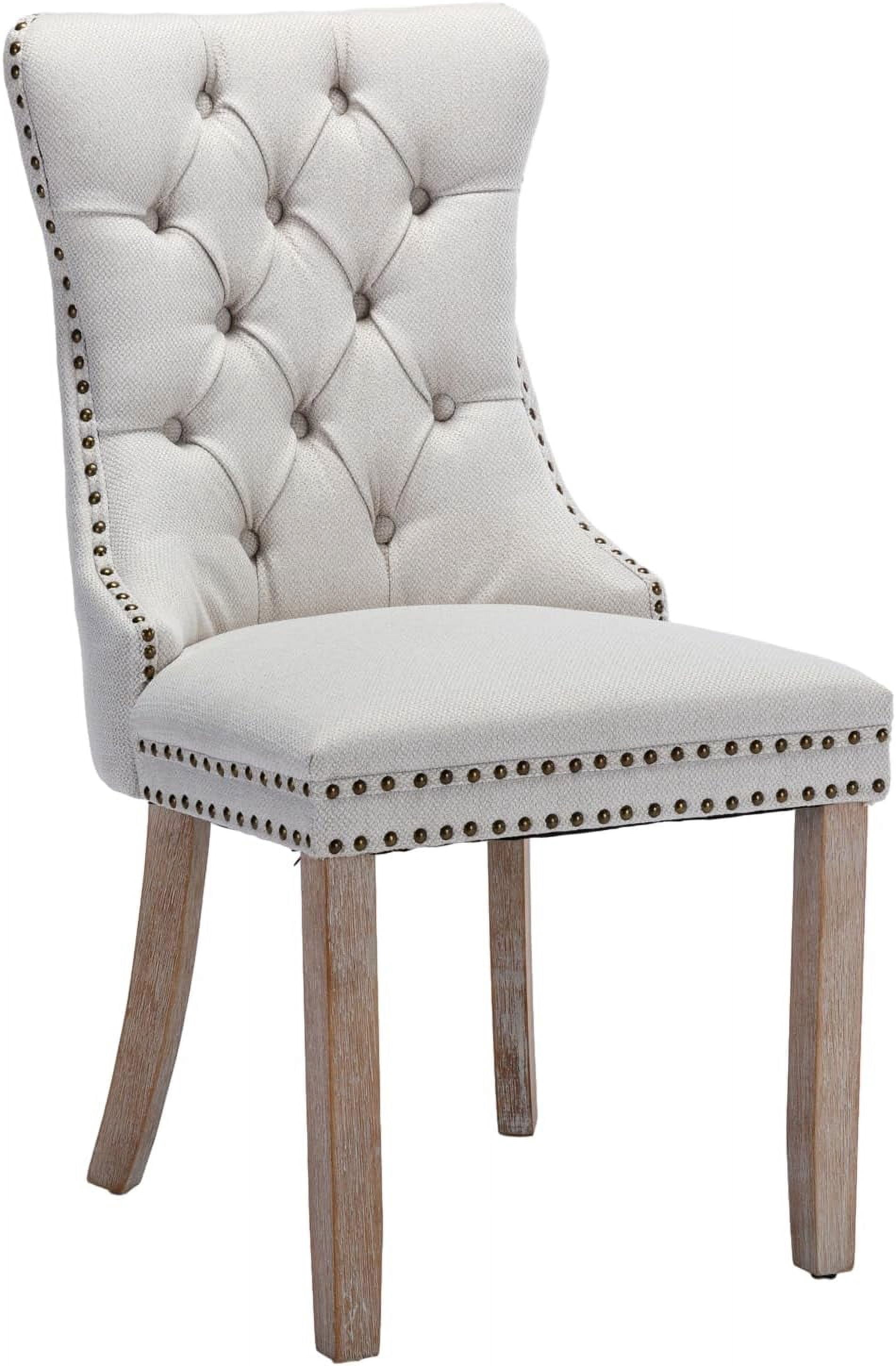 fvbnjqa Fabric Dining Chairs Tufted Back with Nailed Trim and Back Ring ...