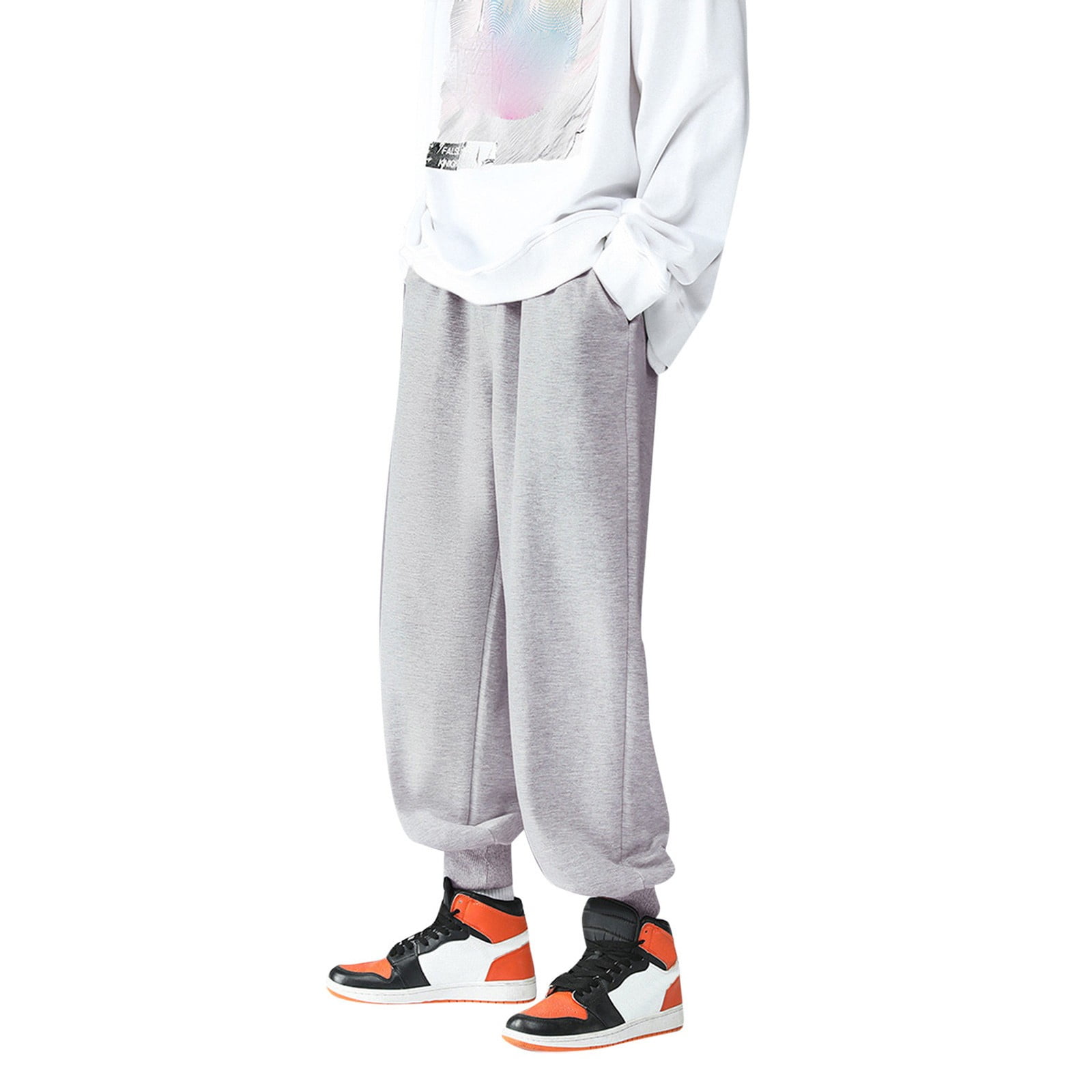 fvwitlyh Jogging Pants Men Men's Classic-Fit Expandable-Waist Pleated ...