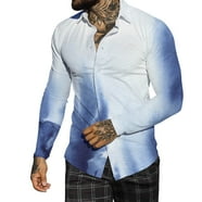 Dubinik® Denim Shirt Men Mens Denim Shirts Long Sleeve Jeans Shirt for ...