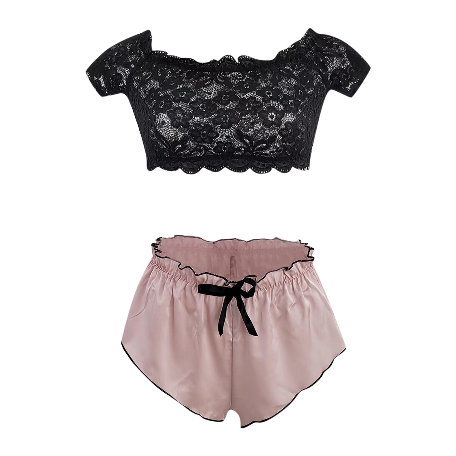 fvwitlyh Pajamas Fashion Cold Shoulder Lace Underwear Uniforms ...