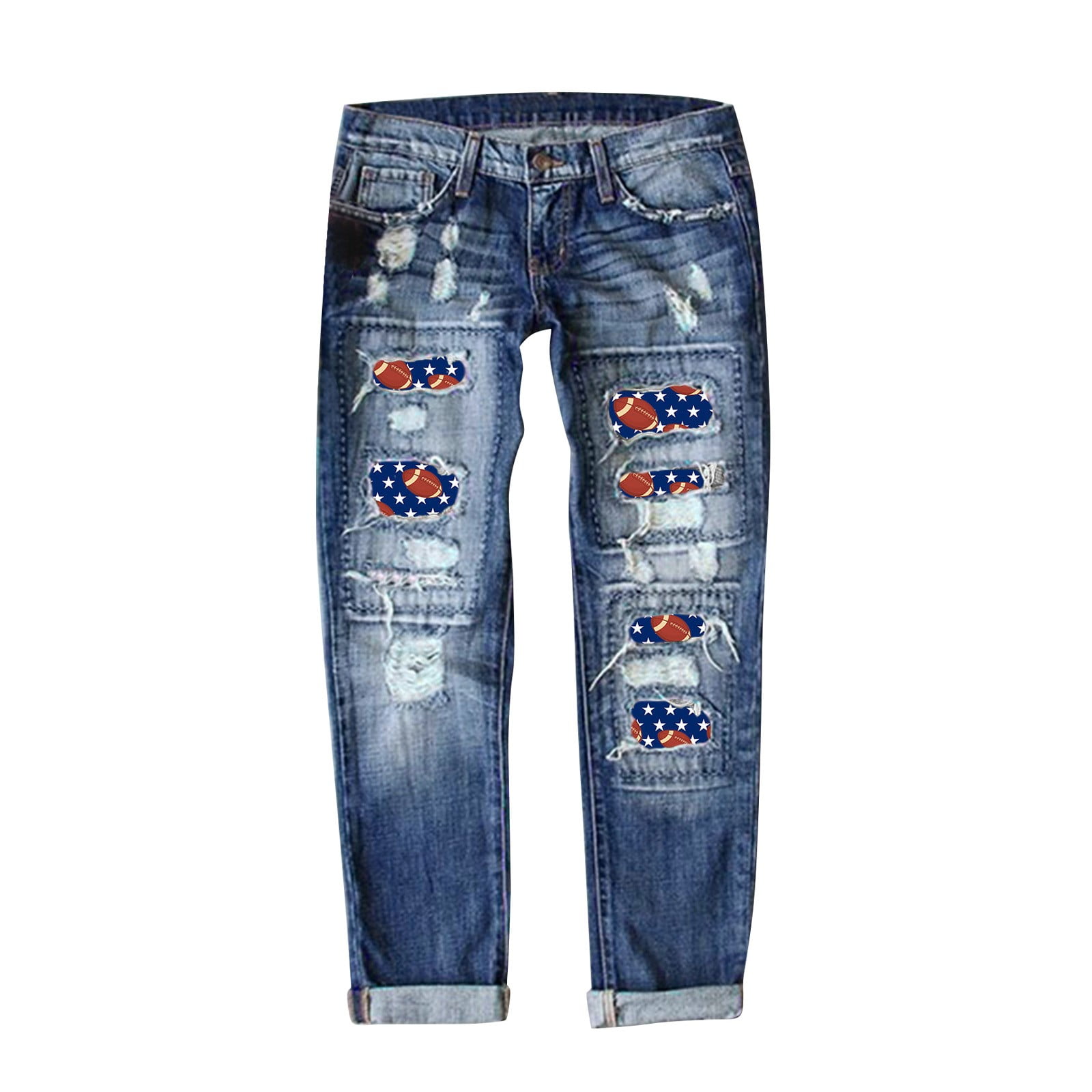 fvwitlyh Pants for Women Jean's Posh Pantry Women Jeans E Print Ripped ...