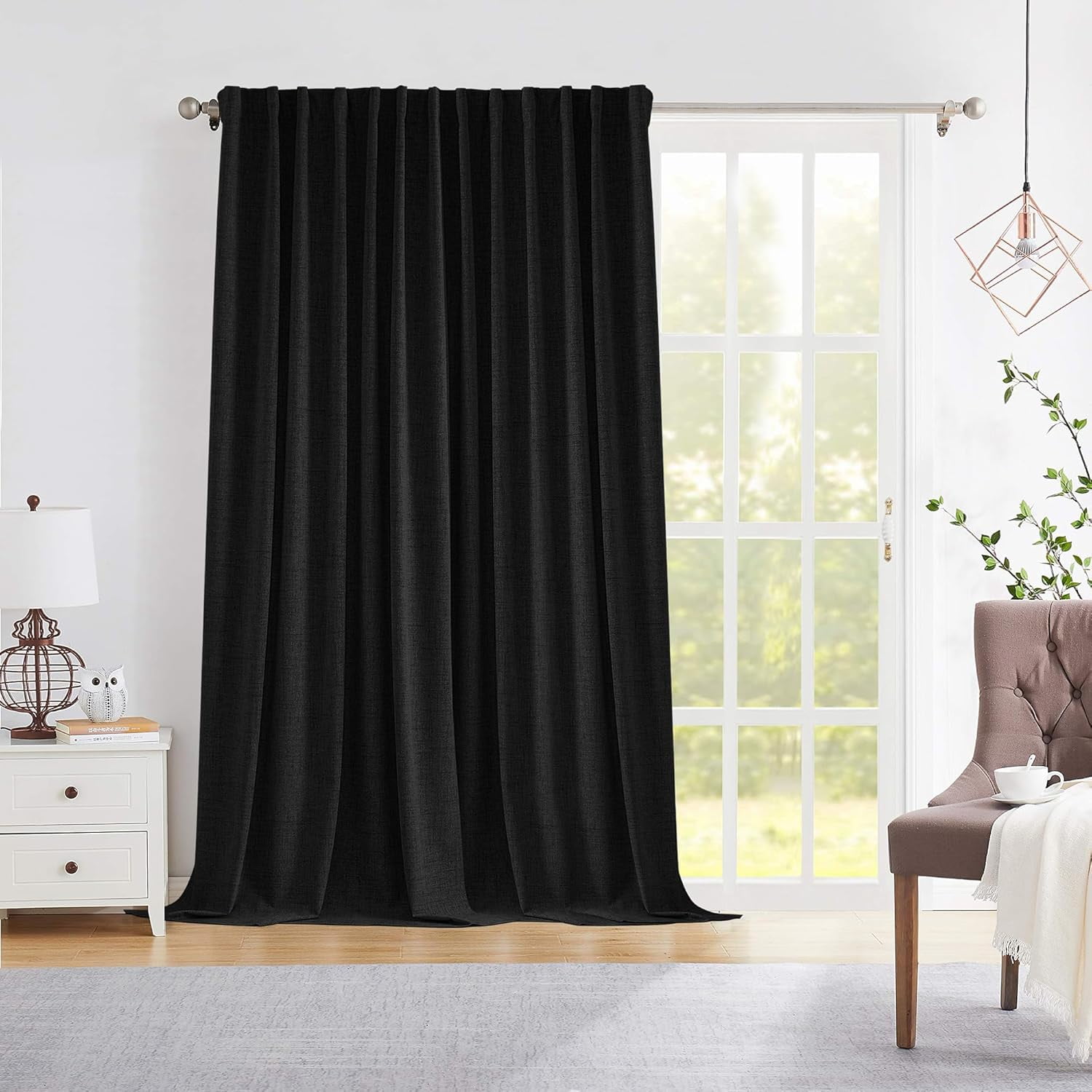fyigbion 100% Blackout Curtains 84 Inches Length Long Faux DXQPIOA ...