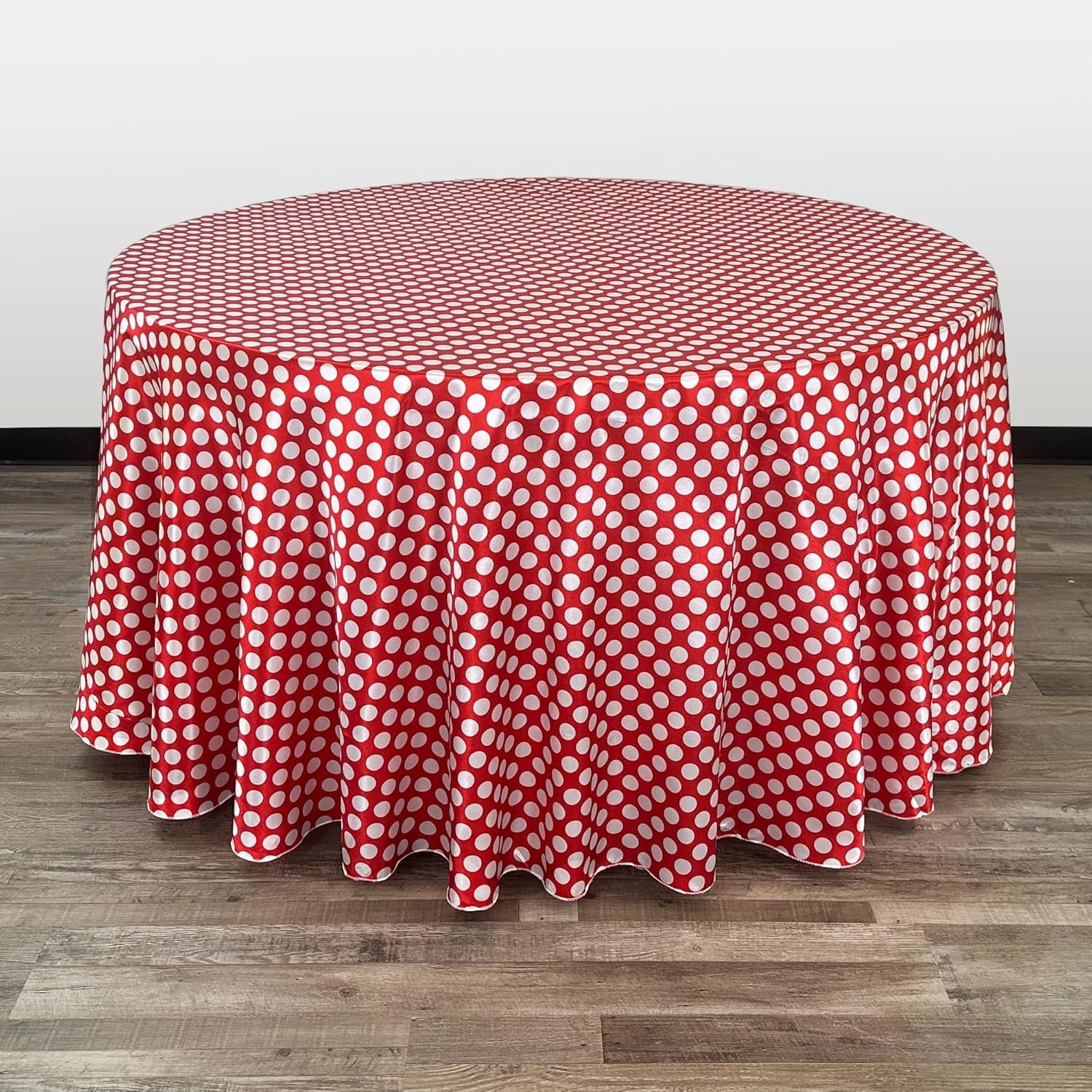 fyigbion - 120 inch Round Satin Tablecloth Royal Blue/White Polka Dot ...