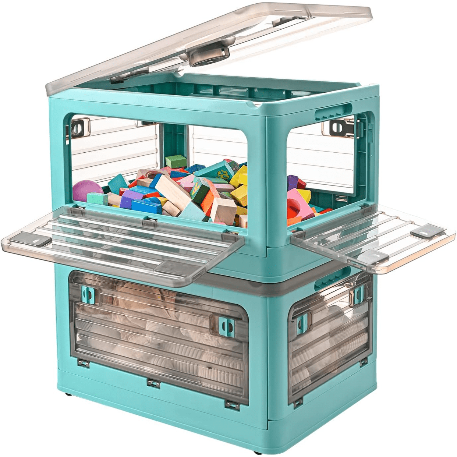 ebyiybnio 32Qt Plastic Storage Bins with Lid Collapsible Storage Bins ...