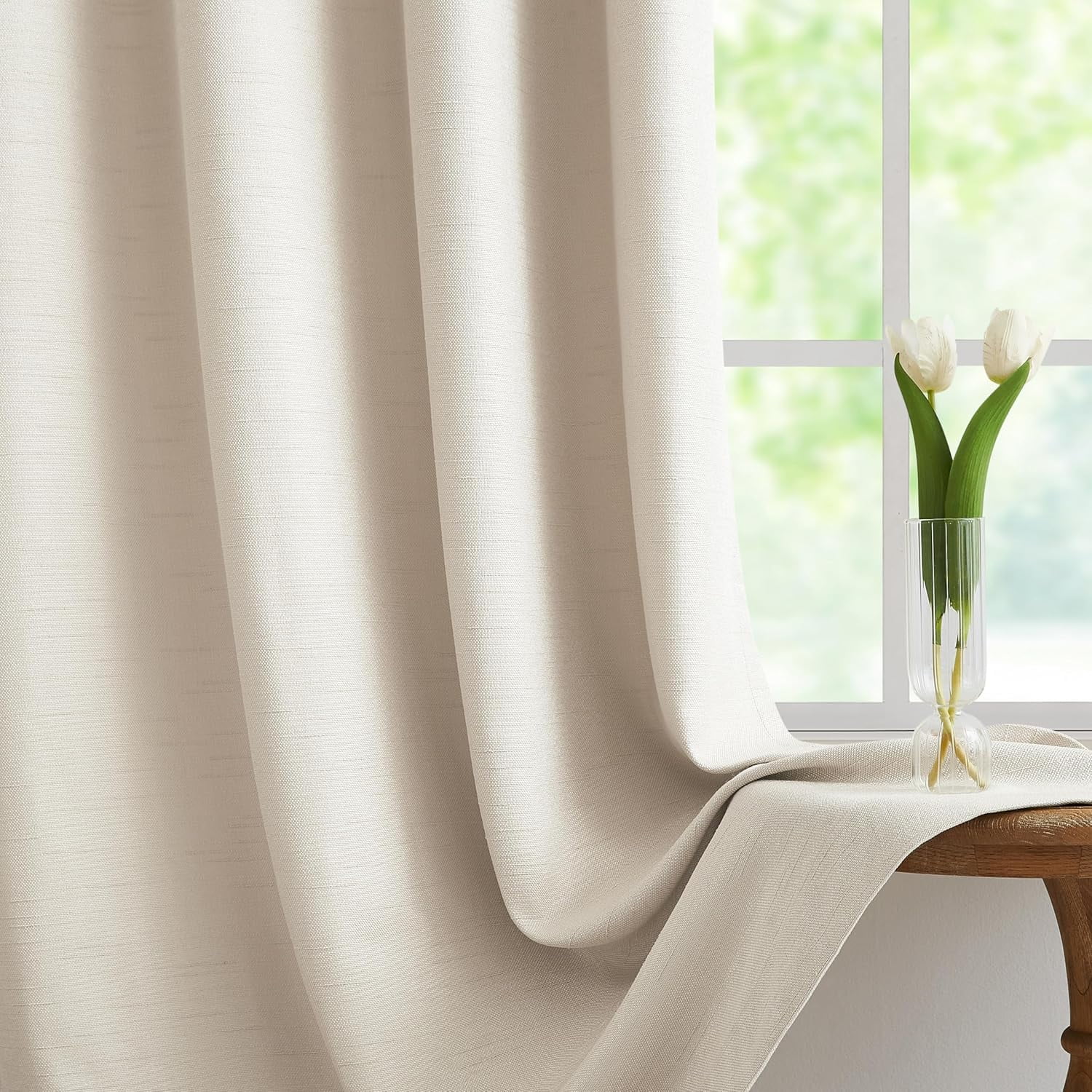 fyigbion Dusty Blue Leaf Jacquard Curtains 84 Inches Long Room ...