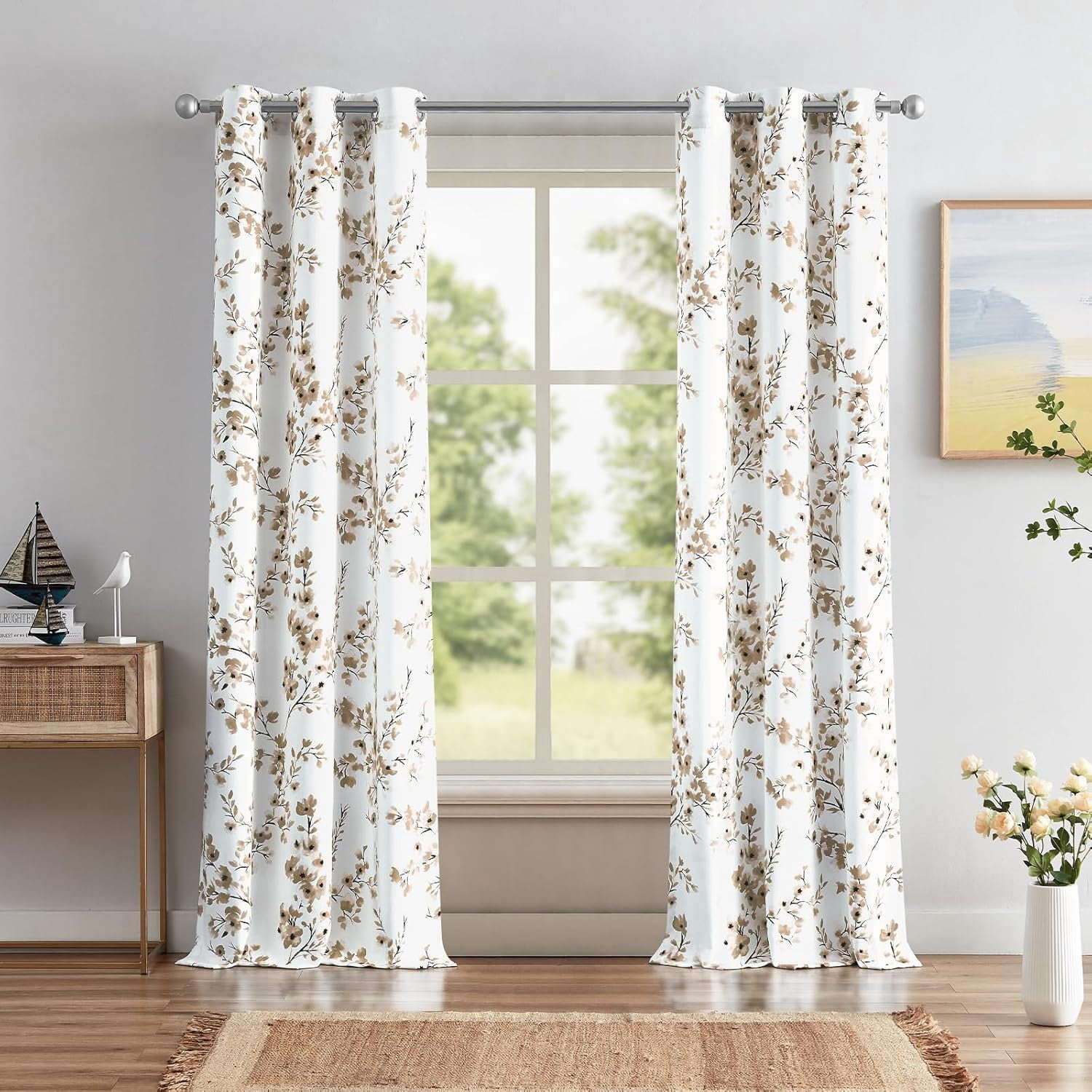 fyigbion Floral Curtains 84 Inches Long for Living Room Farmhouse ...
