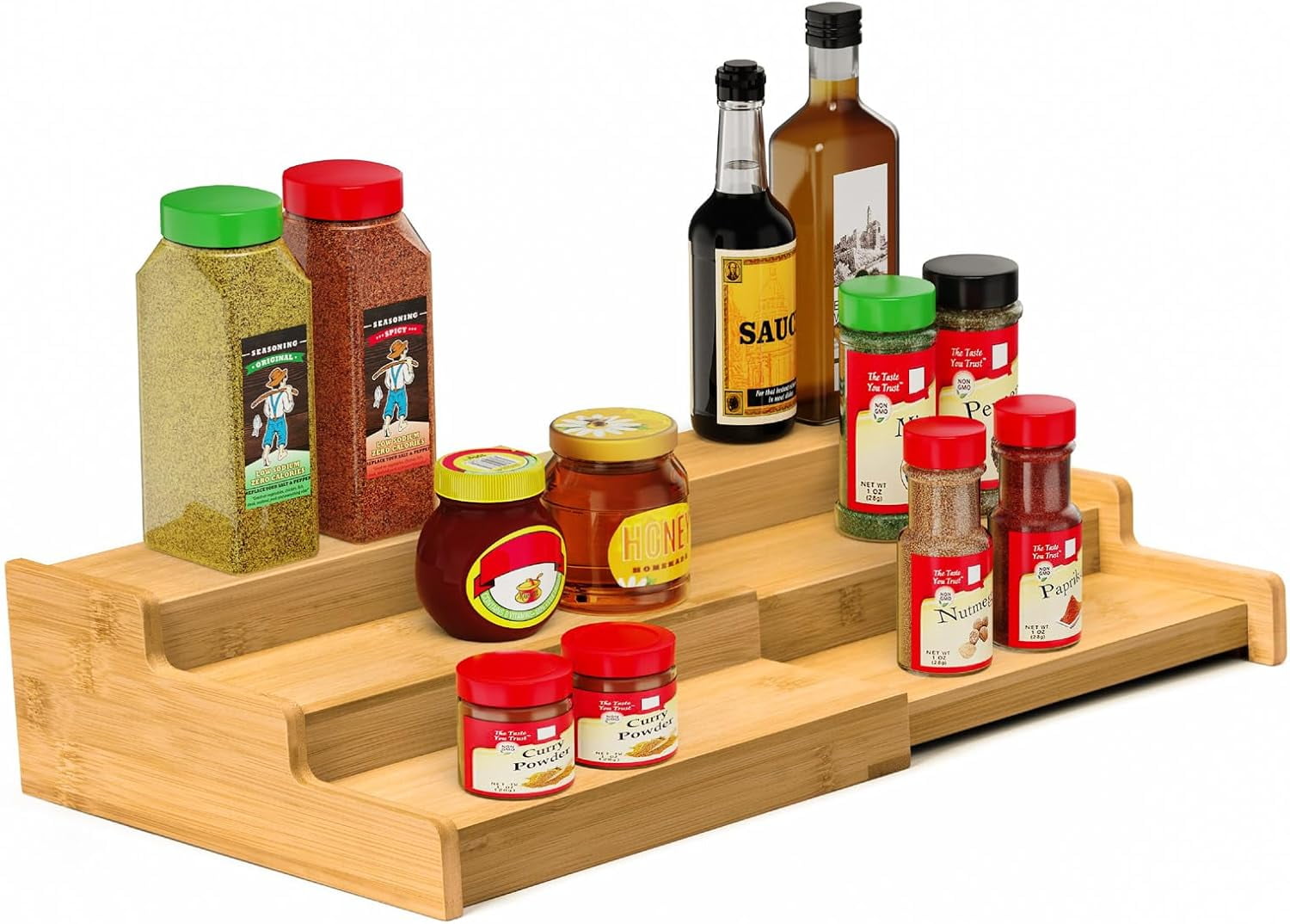 fyigbion Spice Rack Organizer 3 Tier Expandable Bamboo Spice Rack ...