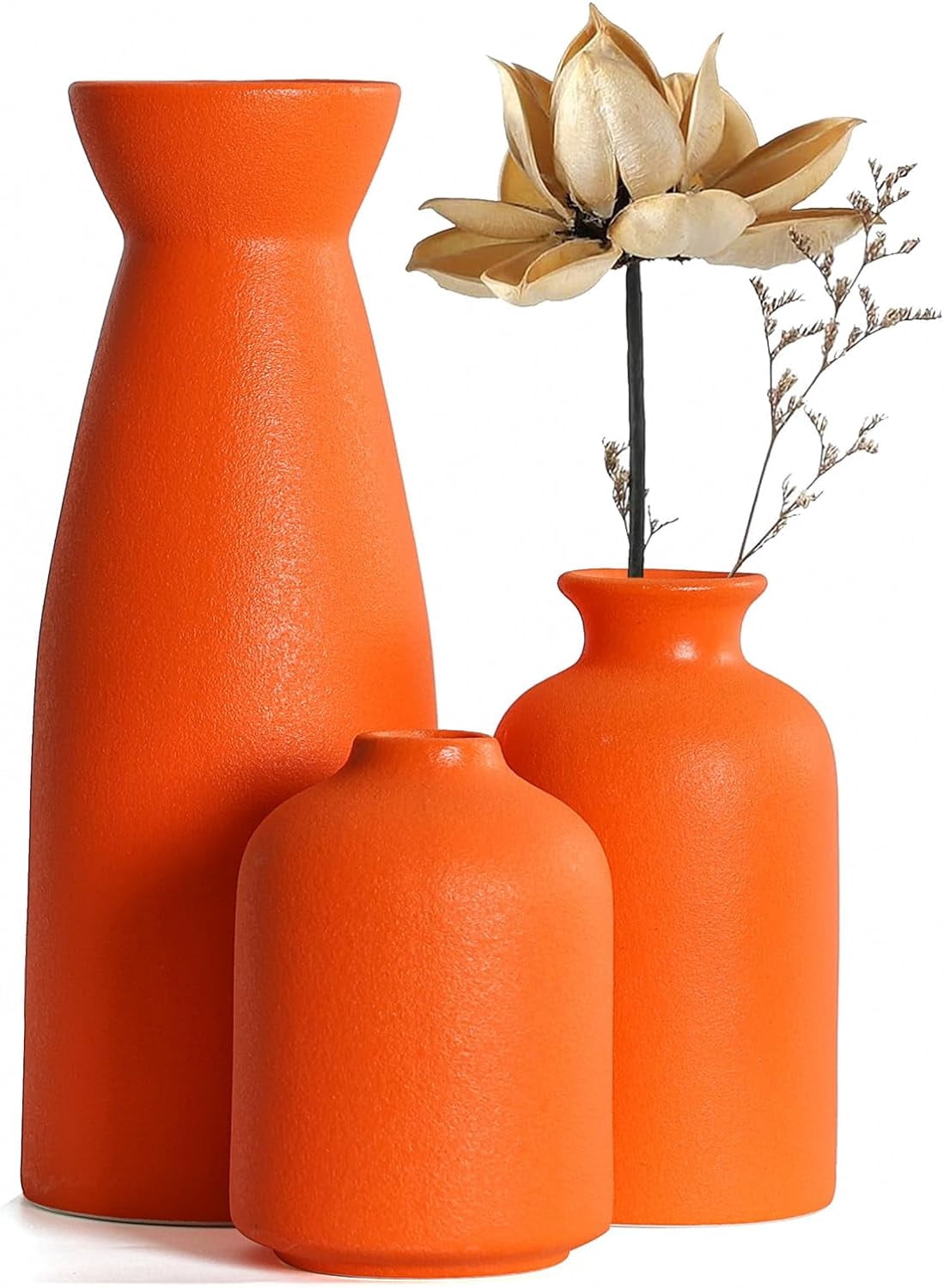fyuigpj JKLCH LTKIF Beige Ceramic vase Set-3 Small Flower vases for ...