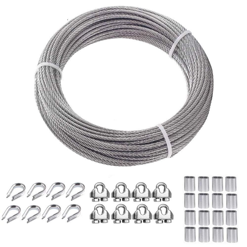 g 1/8 T316 Stainless Steel Cable Wire Rope, 50ft Sun Shade Cable Wire ...