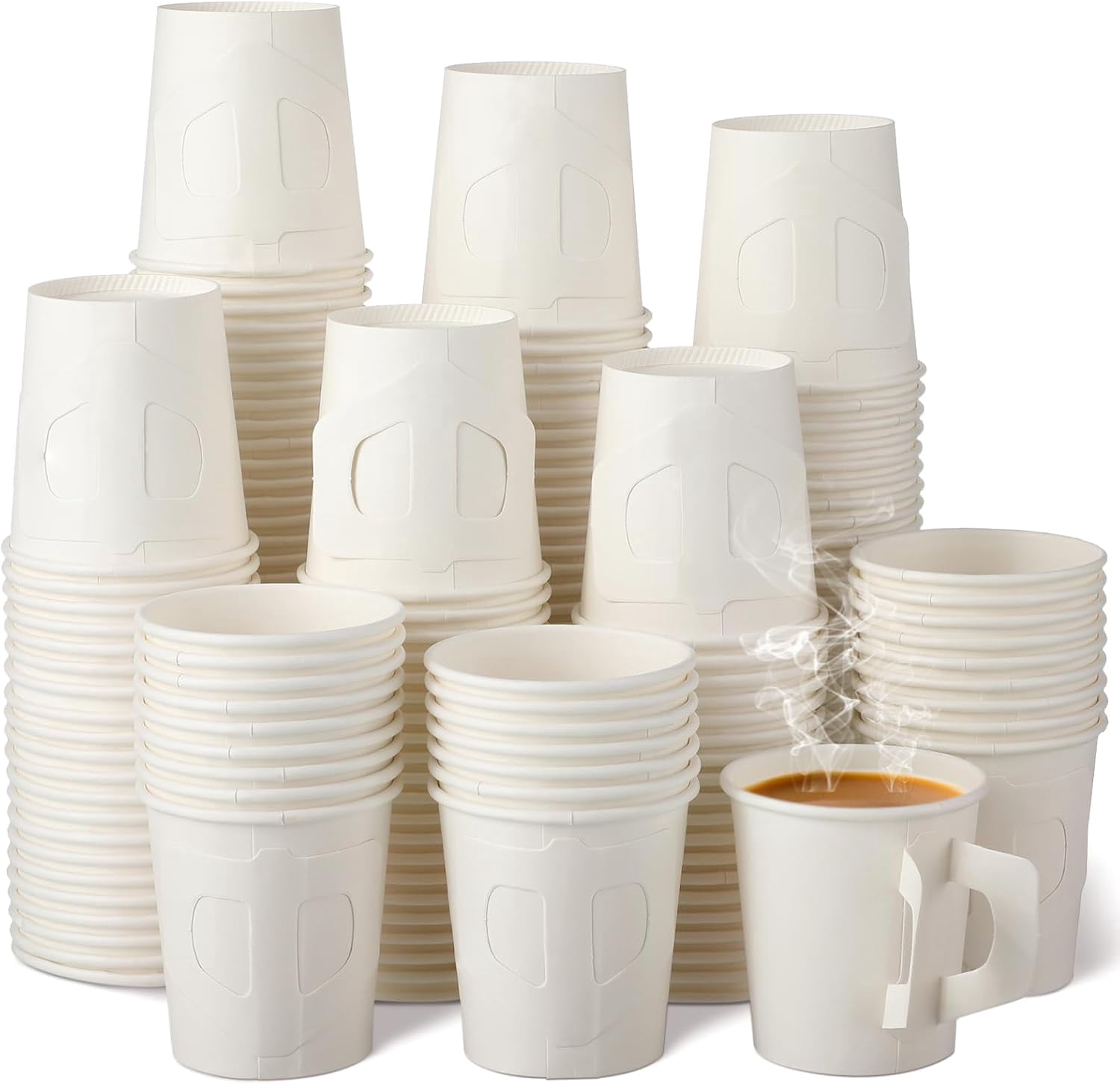 g 200 Count 4 oz Disposable Espresso Cups Bulk with Handles White ...