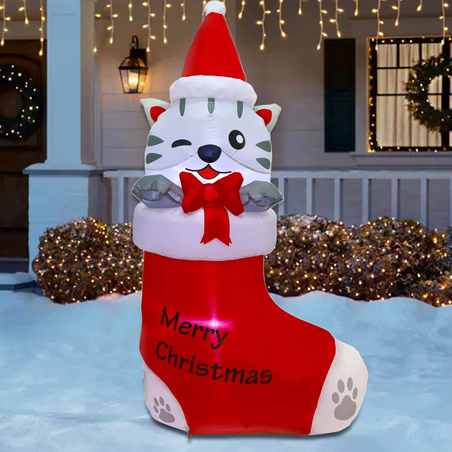 g 5 FT Christmas Inflatables Outdoor Decorations, Inflatable Kitten in ...