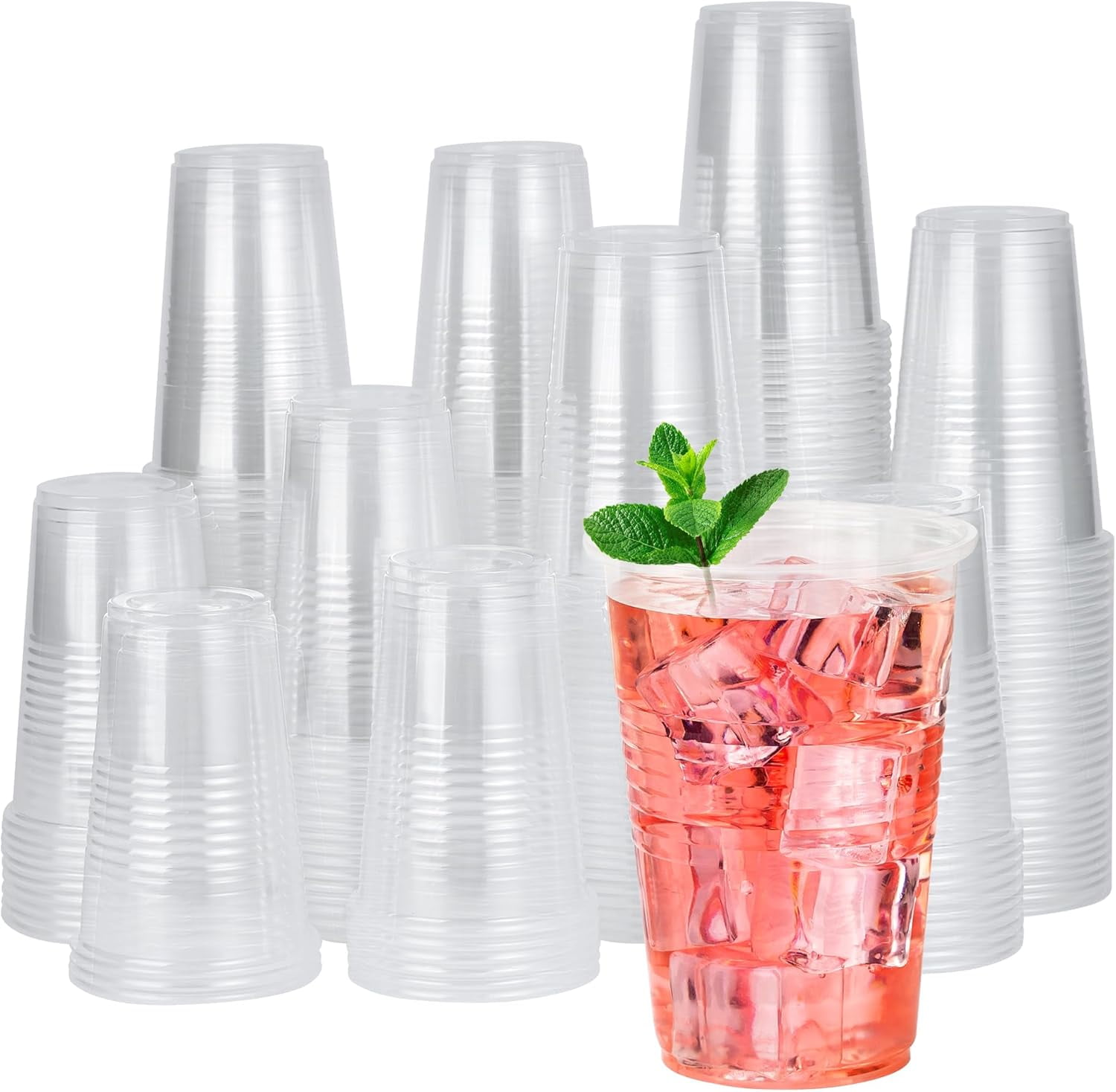 g 500 pack 9 oz Disposable Plastic Cups, Clear Plastic Cups Tumblers ...