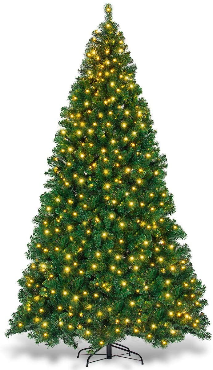 g 9ft Artificial Pre-lit Christmas Tree Premium Spruce Hinged Tree with ...