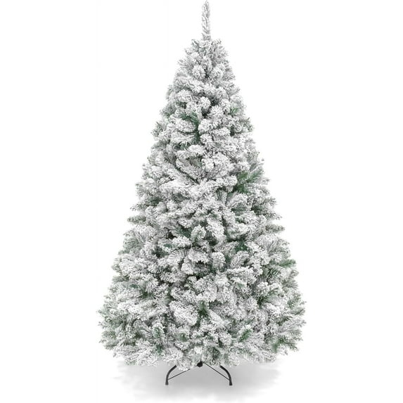 g Artificial Flocked Christmas Tree, 9ft Premium Unlit Pine Holiday ...