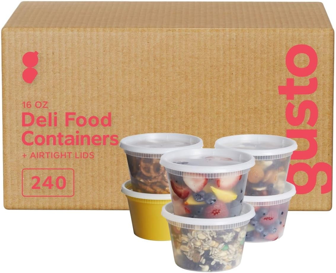 g [Case of 240 16 oz. Plastic Deli Food Storage Containers with ...