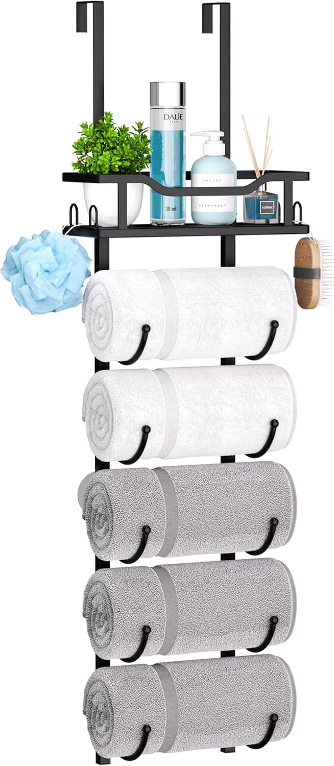 g Over The Door Towel Rack - 6 Tier Towel Racks for Bathroom Wall ...