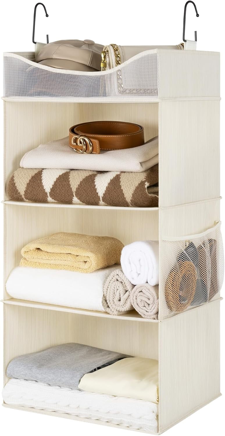 g Hanging Closet Organizer, 3-Shelf Hanging Closet Shelves with Top ...