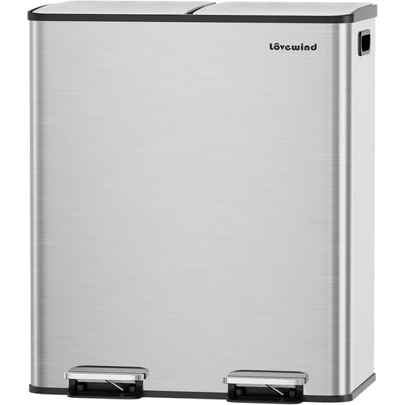 g Kitchen Trash Can, 2 x 8 Gallon (2 x 30 L) Stainless Steel Trash and ...