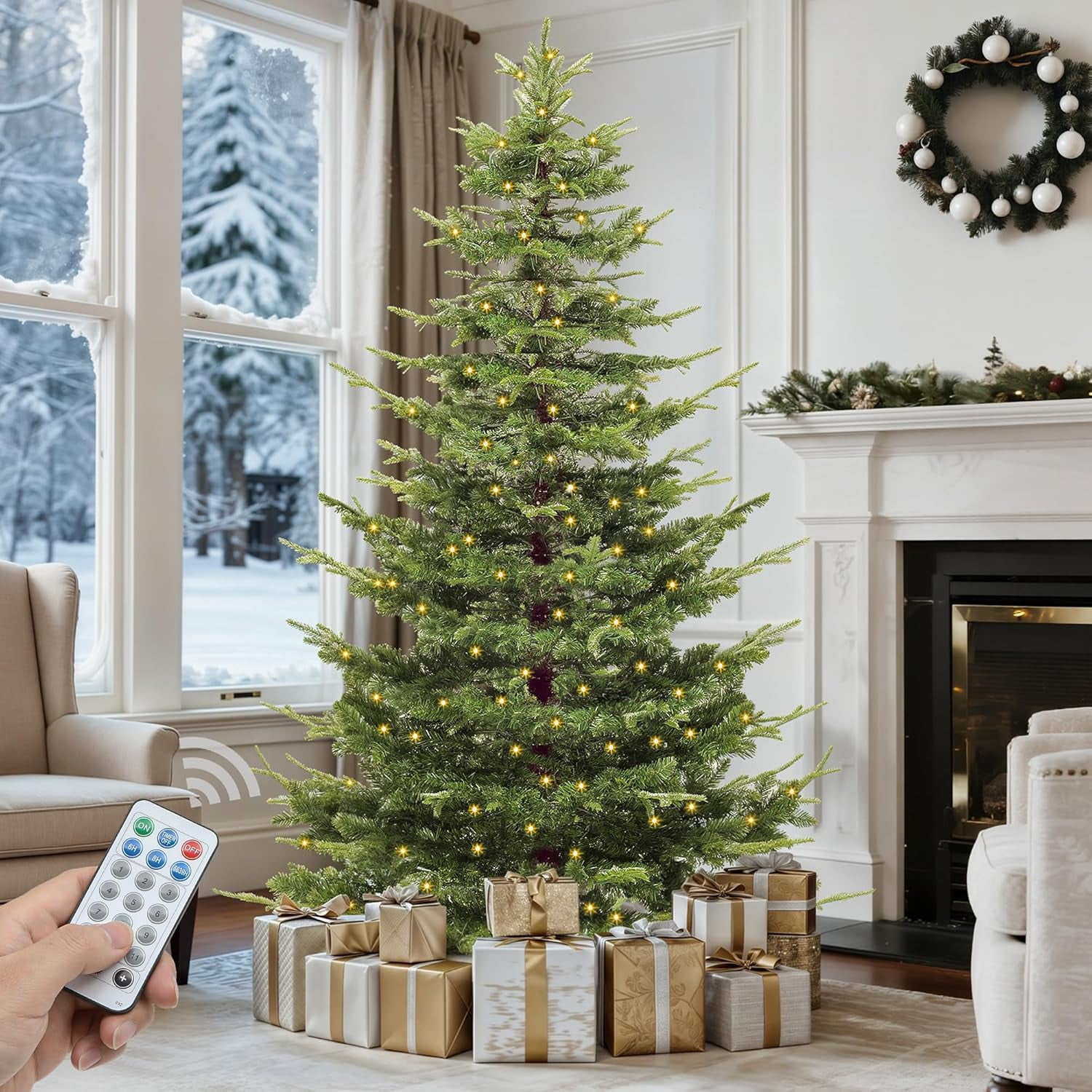 g Prelit Aspen Fir Realistic Christmas Tree 6.5ft with Remote Control ...