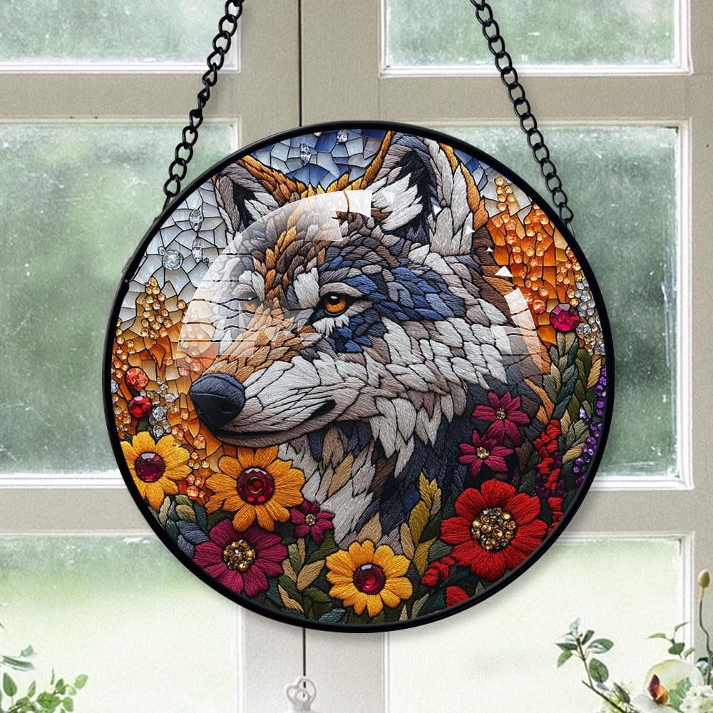 gMD9xe Personalized Stained Glass Suncatcher, Wolf Design, Indoor ...