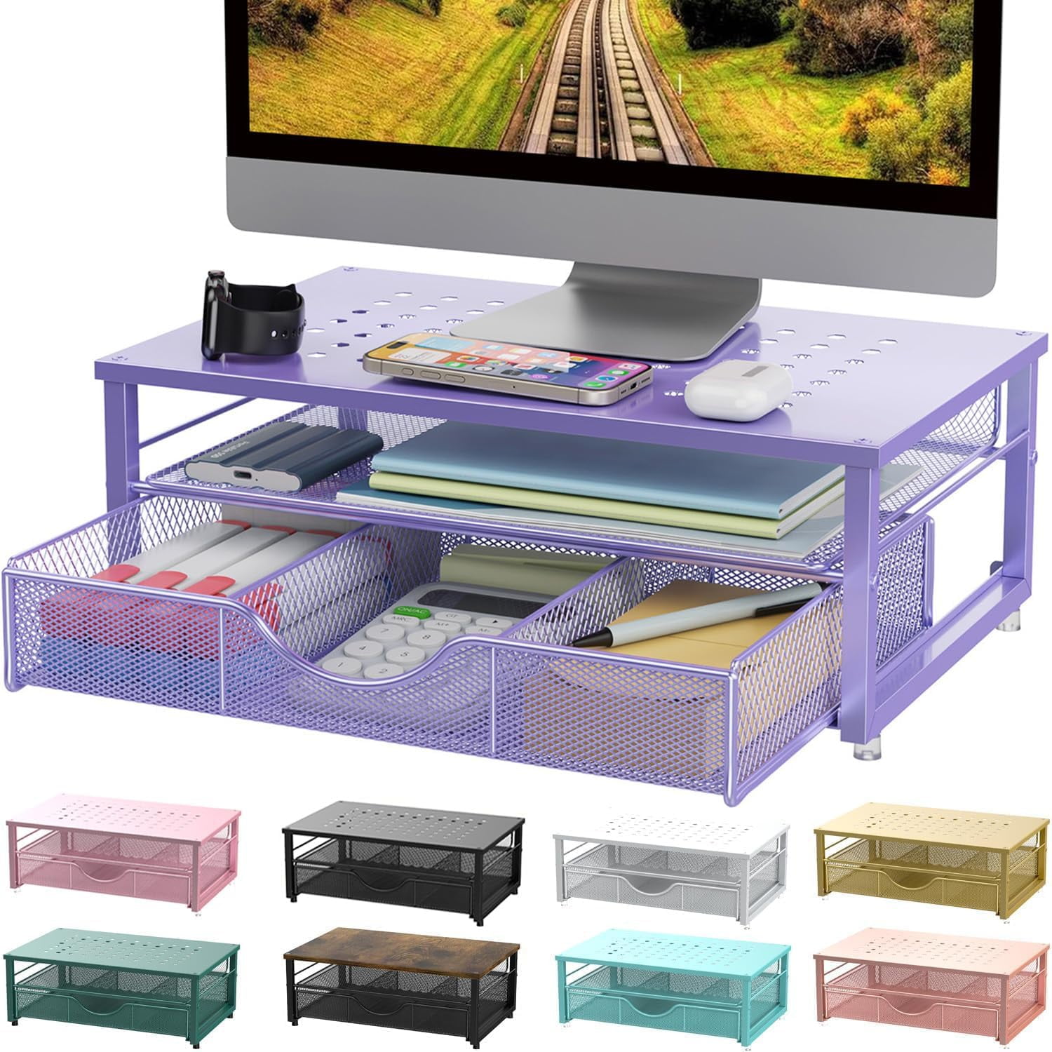 gMonitor Stand Riser, Desk Organizers and Accessories with Drawer ...