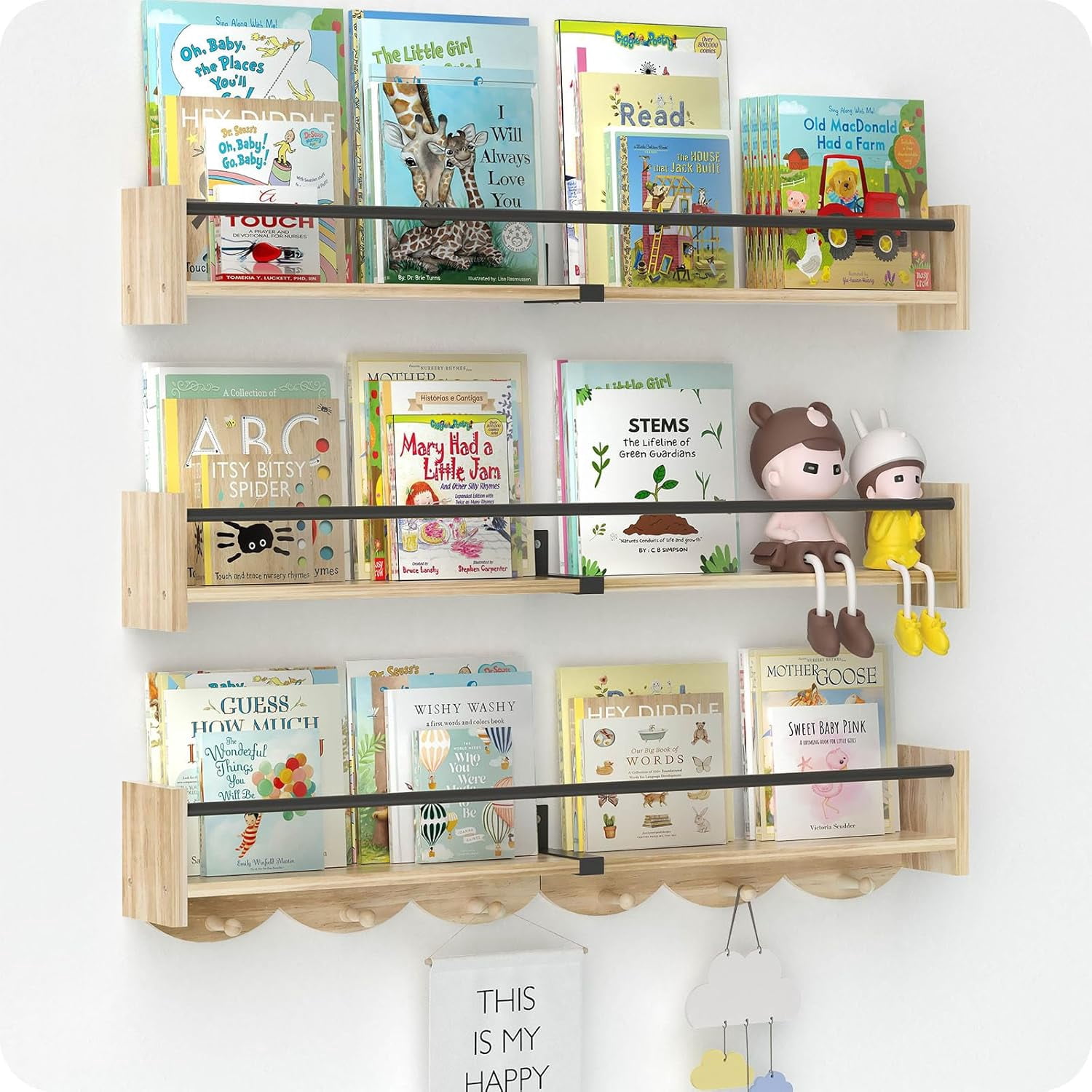 gaegajkl Book Shelf for Kids Rooms Nursery Book Shelves，Floating Book ...