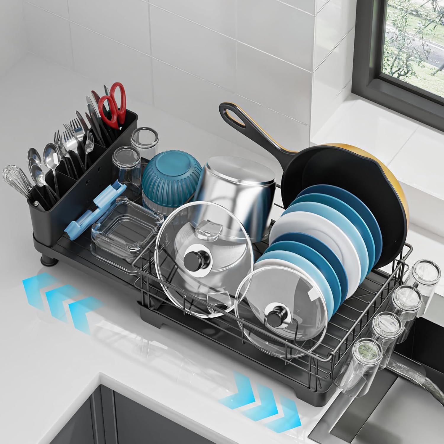 gaegajkl Expandable Dish Drying Rack - Large Dish Racks for Kitchen ...