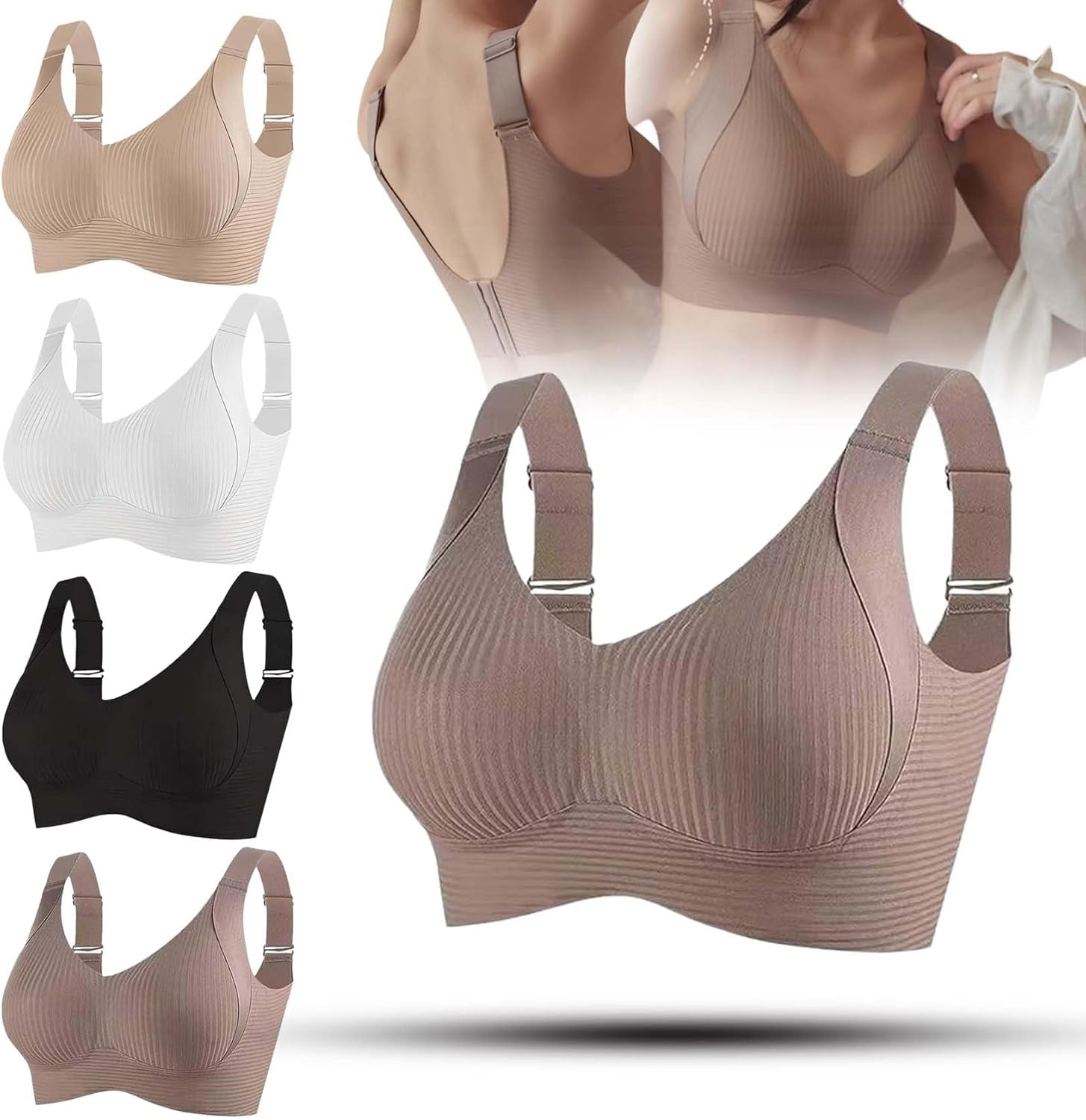 gagawow Beliablefor Bra, Dotmalls Invisible Lift Bra, Women's Ribbed ...