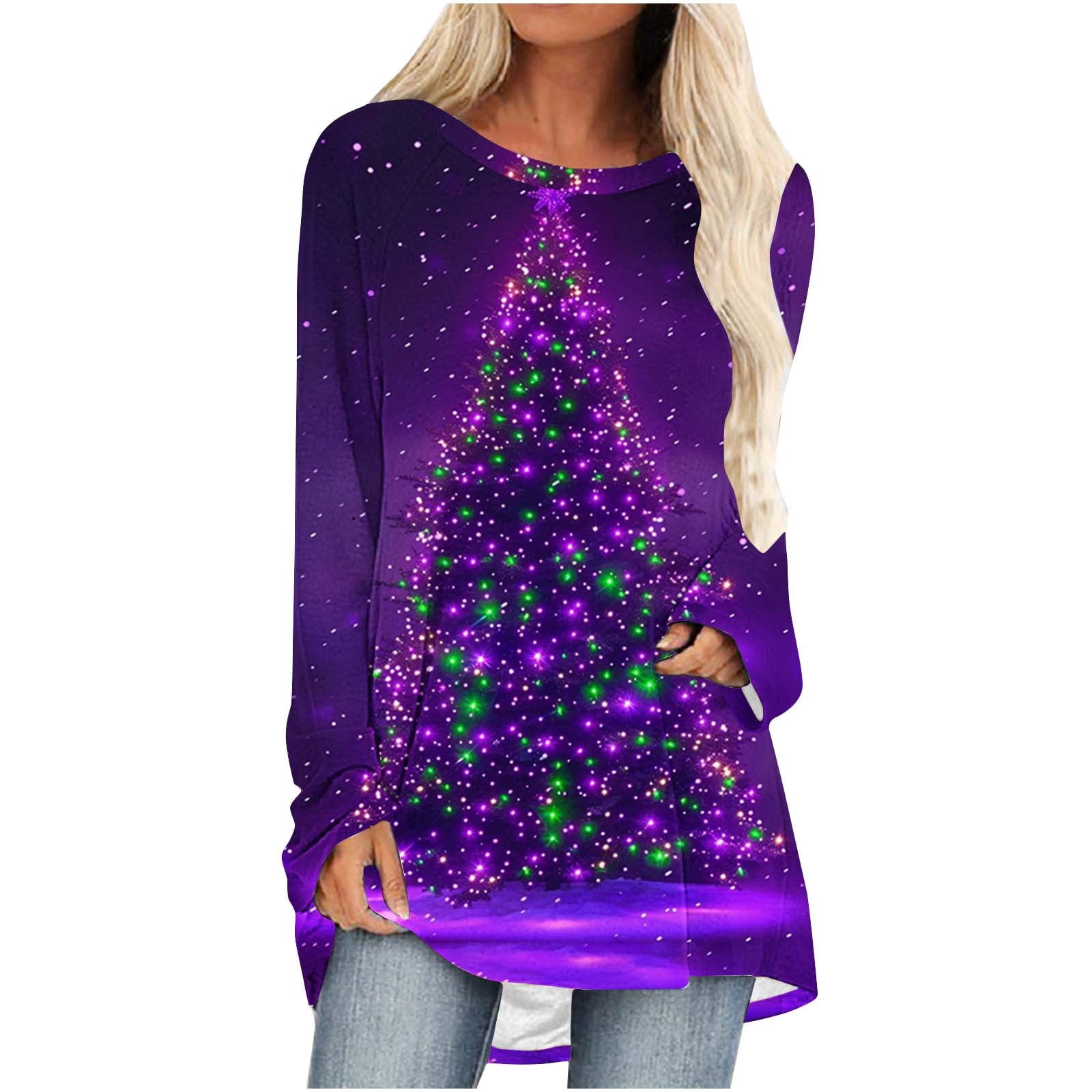 gakvbuo Christmas Sweater for Women Long Sleeve Round Neck ...
